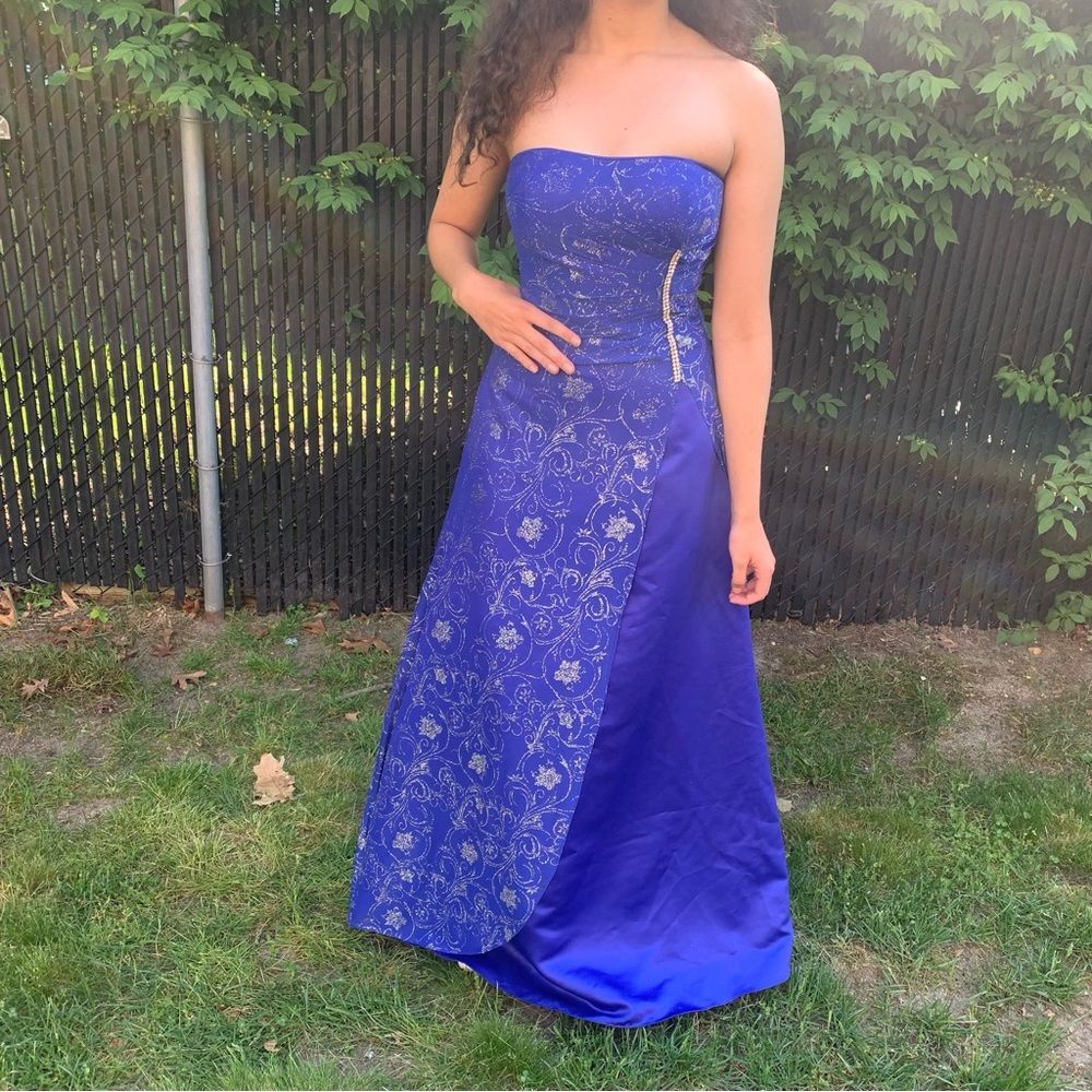 Y2k Royal Blue Prom Gown ,Graduation Fancy Party Dress - Gem
